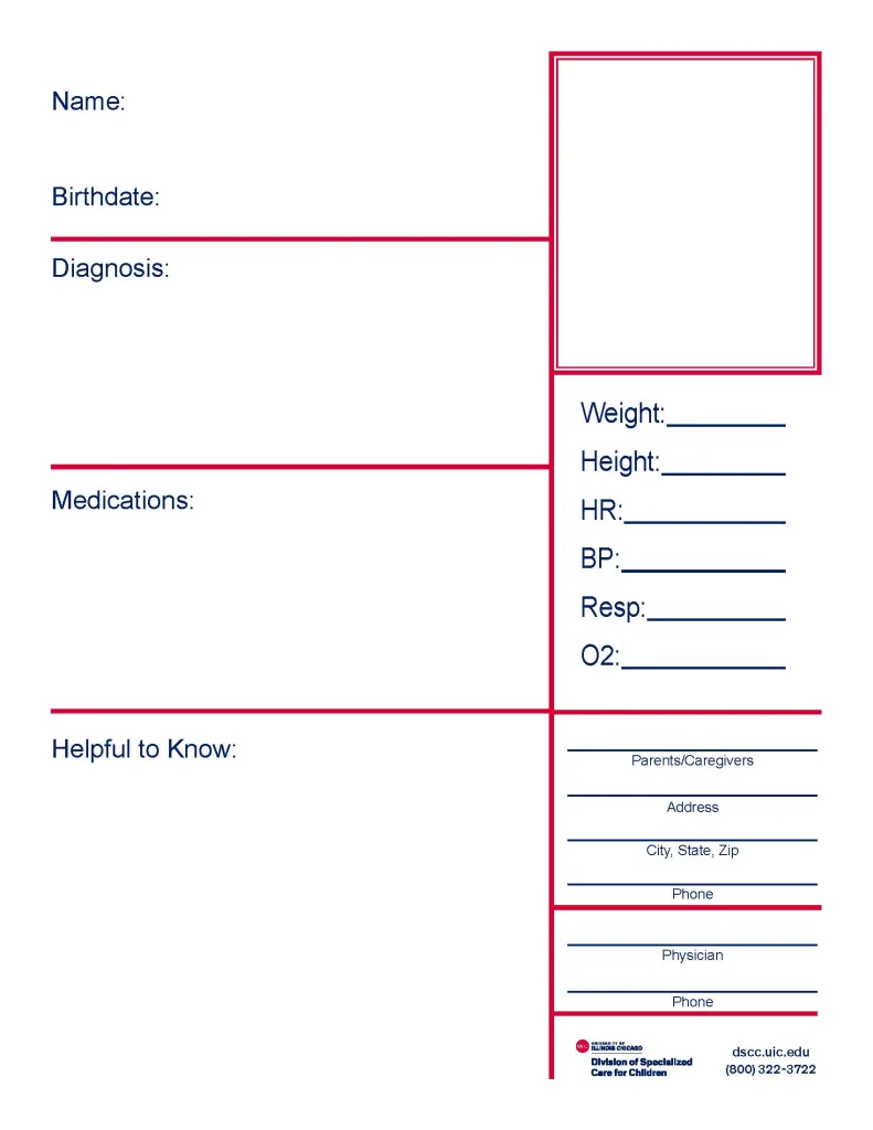 “All About Me” Pages - UIC Specialized Care for Children